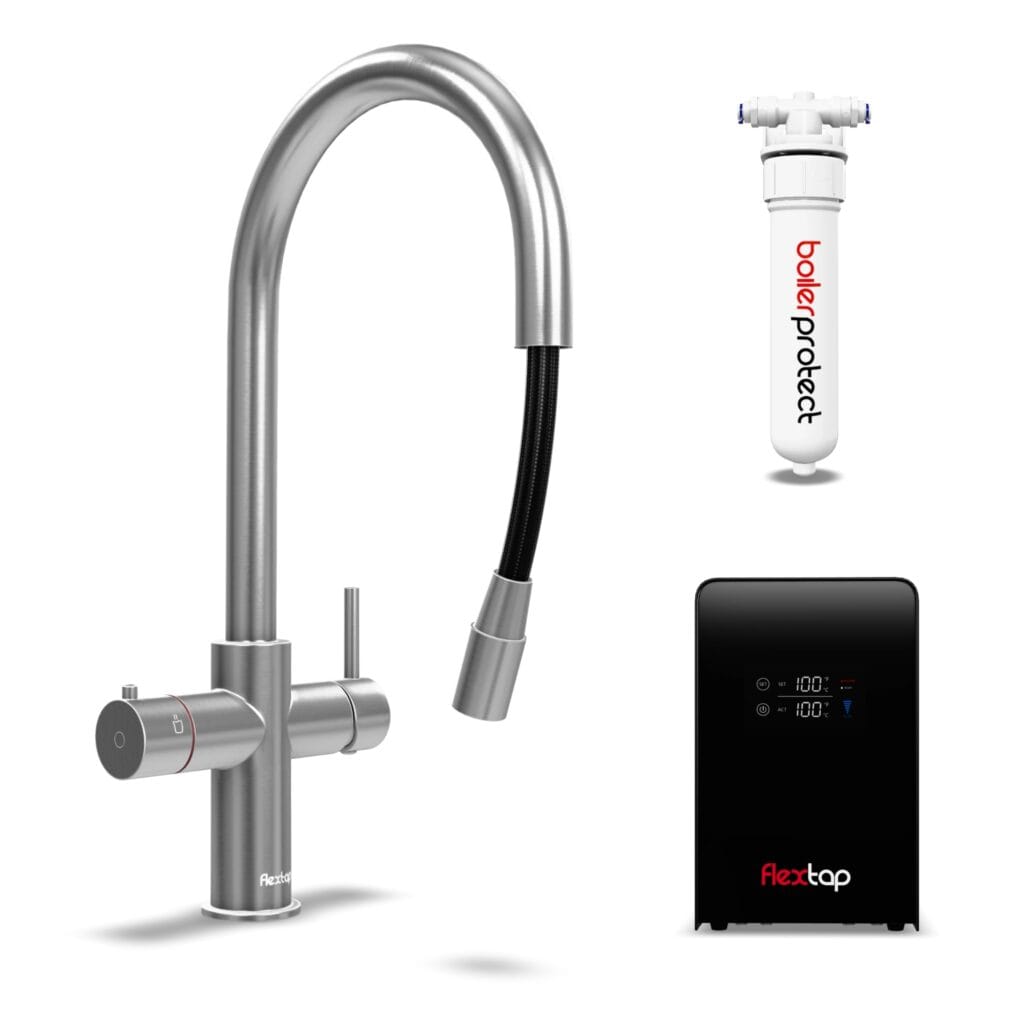 FlexTap kokend water kraan met uittrekbare slang RVS COMBI